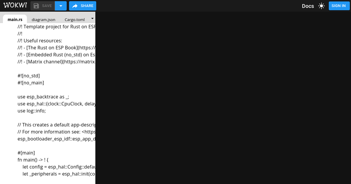 New Rust On Esp32 C3 Nostd Project Wokwi Simulator 9258