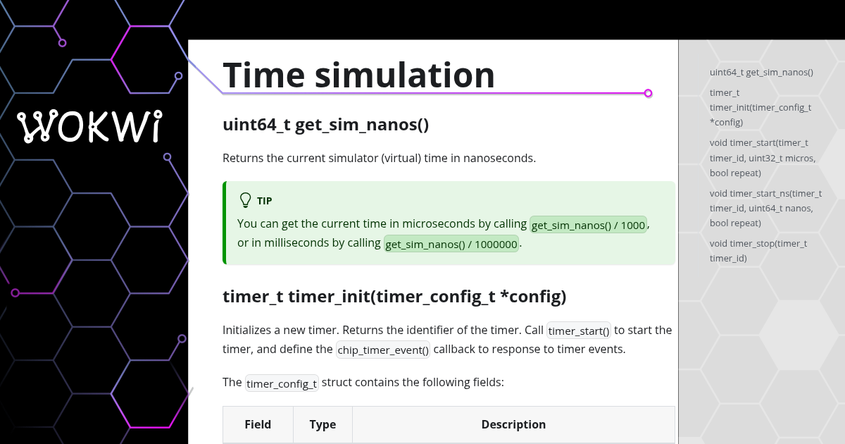 Time simulation API | Wokwi Docs