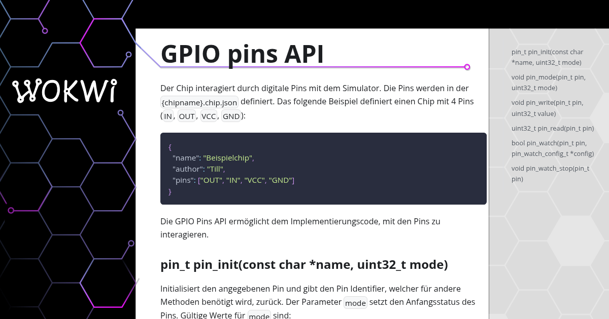 GPIO pins API | Wokwi Docs