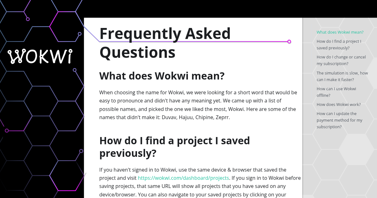 Frequently Asked Questions | Wokwi Docs