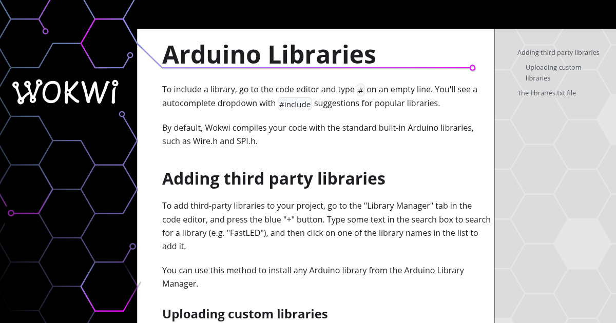Arduino Libraries | Wokwi Docs