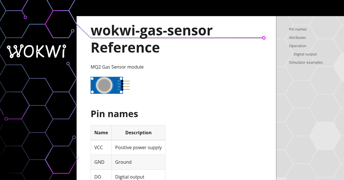 wokwi-gas-sensor Reference | Wokwi Docs
