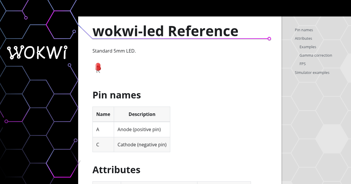 wokwi-led Reference | Wokwi Docs