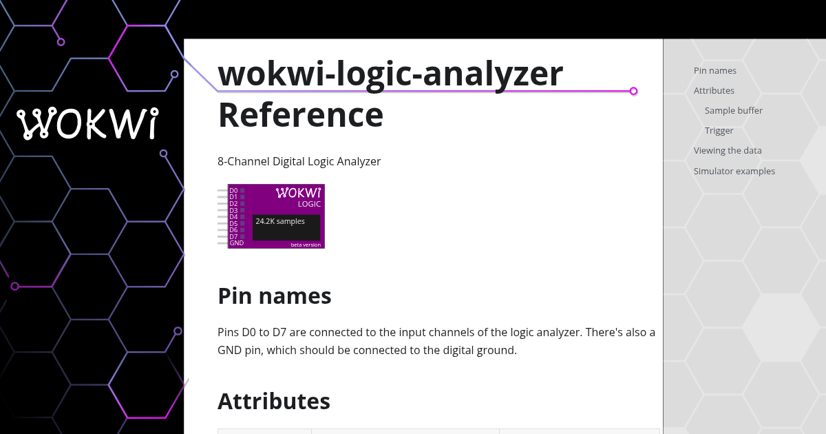 wokwi-logic-analyzer Reference | Wokwi Docs