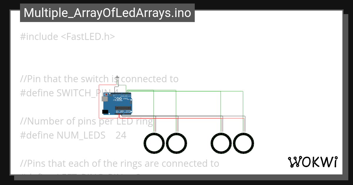 Multiple_ArrayOfLedArrays.ino - Wokwi Arduino and ESP32 Simulator