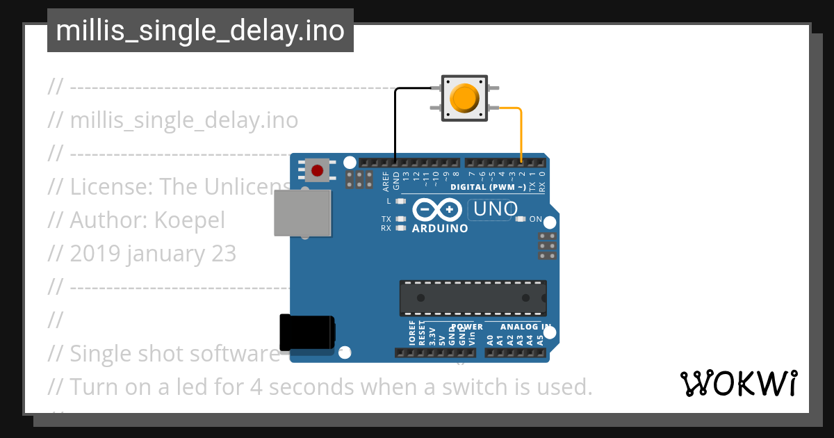 millis_single_delay.ino - Wokwi ESP32, STM32, Arduino Simulator