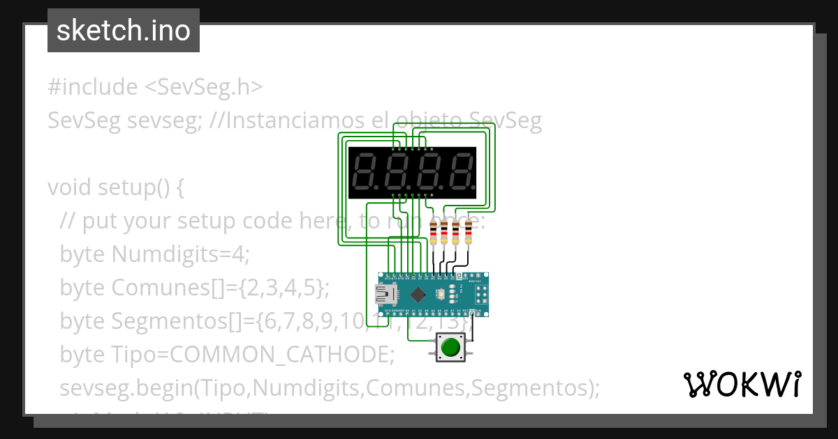 7 Segmentos 4 Digitos Cc Wokwi Esp32 Stm32 Arduino Simulator 