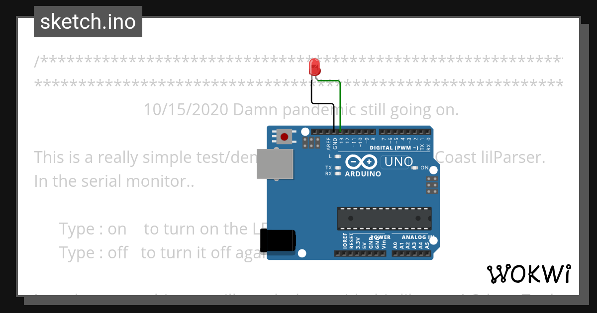 Simple parser example Wokwi Arduino And ESP32 Simulator