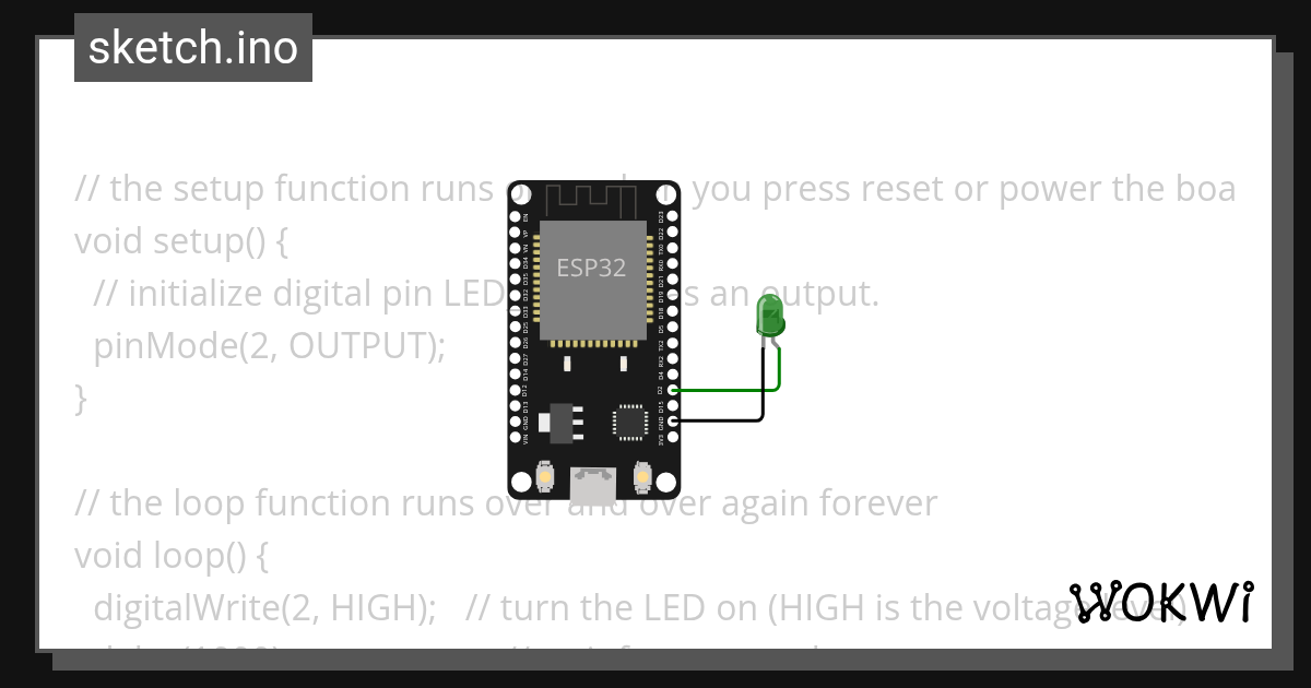 led blink - Wokwi ESP32, STM32, Arduino Simulator