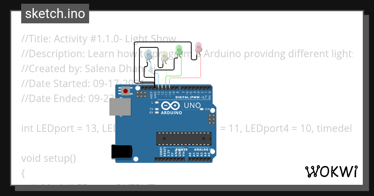 Light bulb display activity - Wokwi ESP32, STM32, Arduino Simulator
