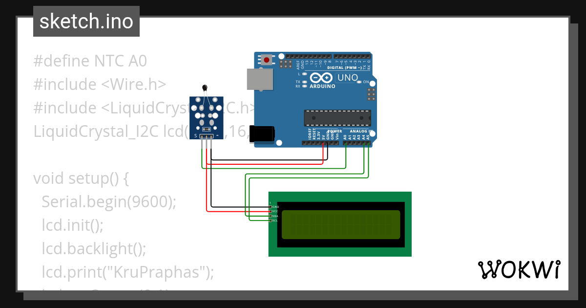 NTC-LCDi2c.ino - Wokwi ESP32, STM32, Arduino Simulator