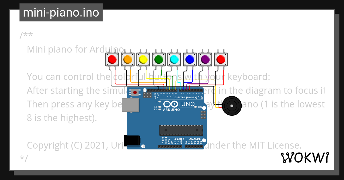 mini-piano.ino - Wokwi ESP32, STM32, Arduino Simulator