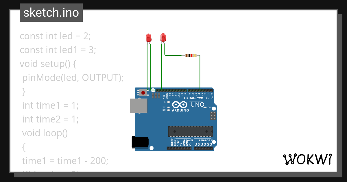 ไฟกระพริบ2ดวง Wokwi Esp32 Stm32 Arduino Simulator 