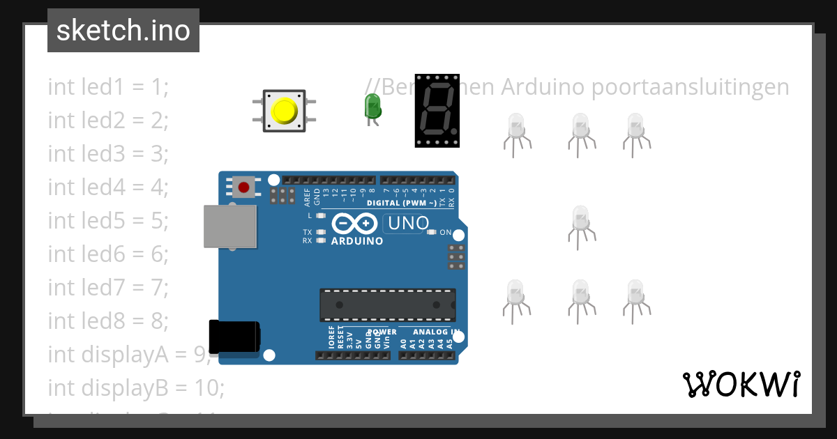 Dobbelsteen + DISPLAY - Wokwi ESP32, STM32, Arduino Simulator