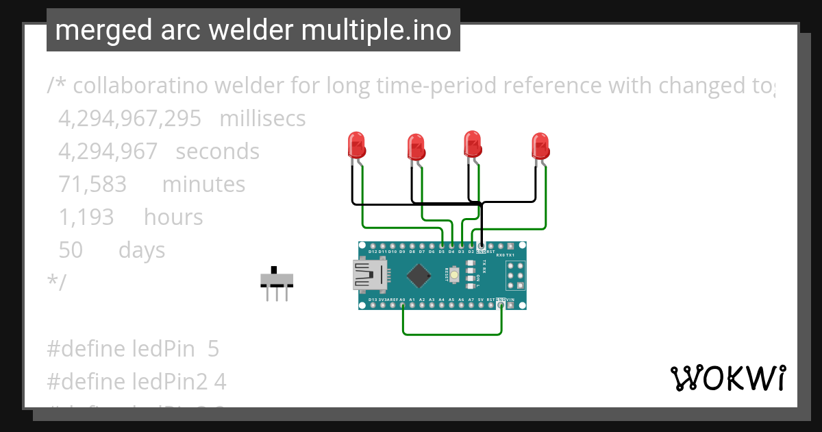 merged arc welder multiple.ino - Wokwi ESP32, STM32, Arduino Simulator