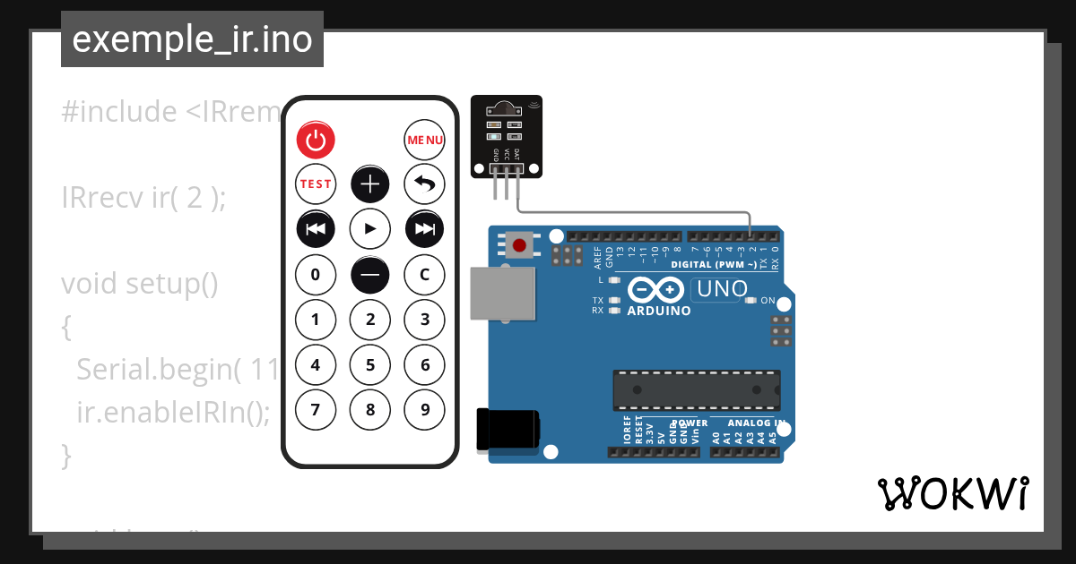 exemple_ir.ino - Wokwi ESP32, STM32, Arduino Simulator