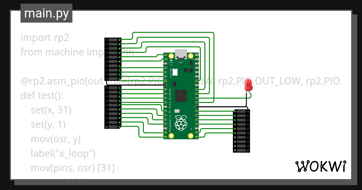PIO Output mapping test rig - Wokwi ESP32, STM32, Arduino Simulator
