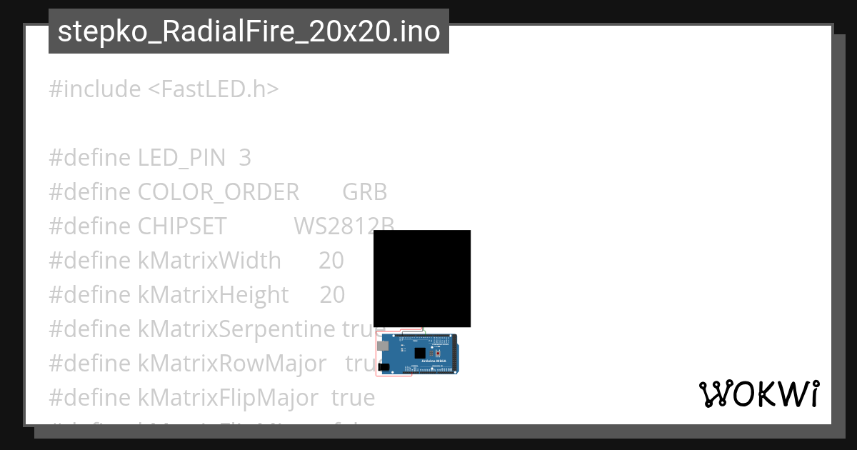 stepko_RadialFire_20x20.ino - Wokwi ESP32, STM32, Arduino Simulator