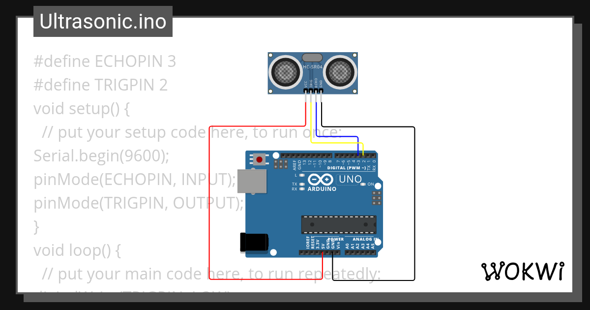 Ultrasonic.ino - Wokwi ESP32, STM32, Arduino Simulator