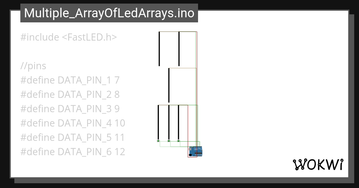 Multiple_ArrayOfLedArrays.ino - Wokwi ESP32, STM32, Arduino Simulator