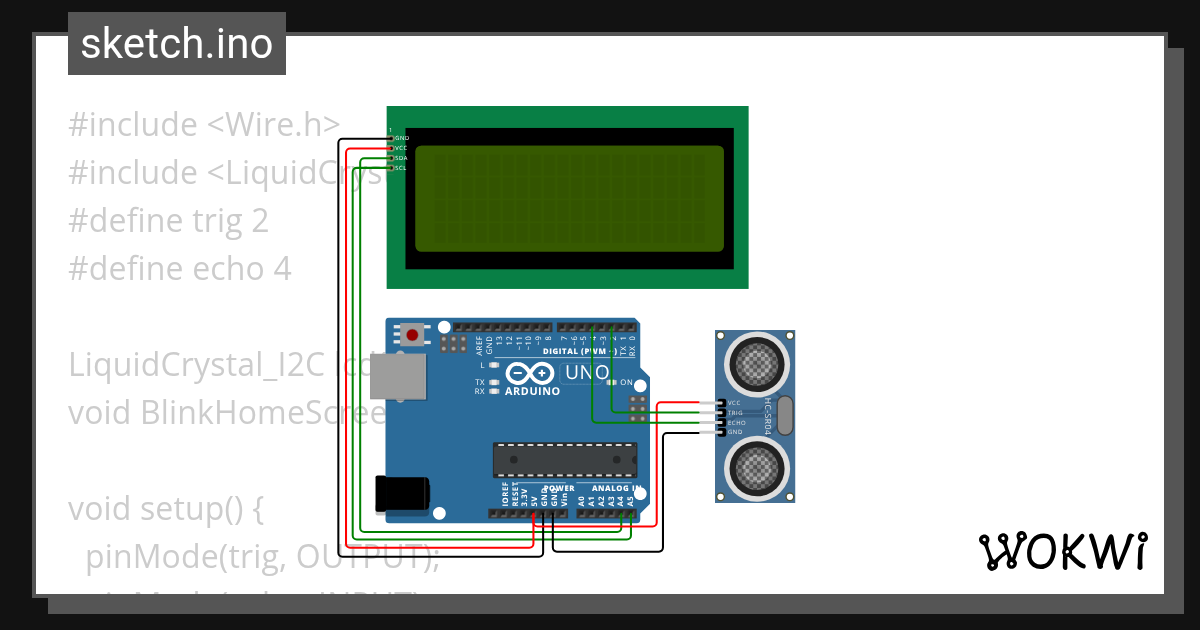 Distance Measuring Device. - Wokwi ESP32, STM32, Arduino Simulator