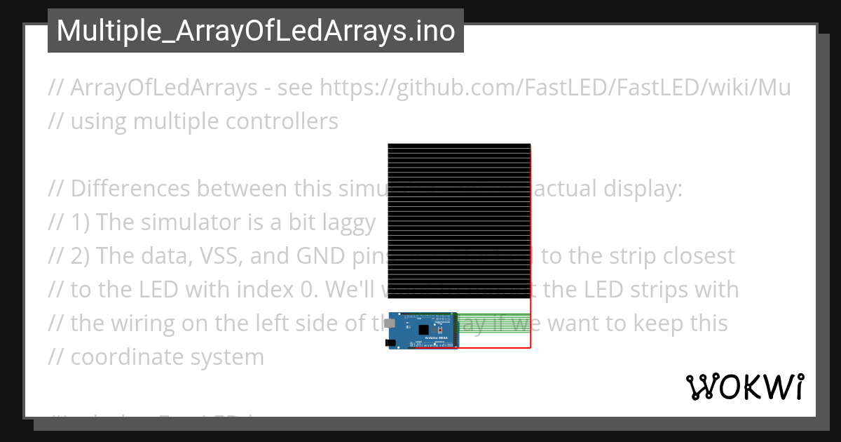 Multiple_ArrayOfLedArrays.ino - Wokwi ESP32, STM32, Arduino Simulator