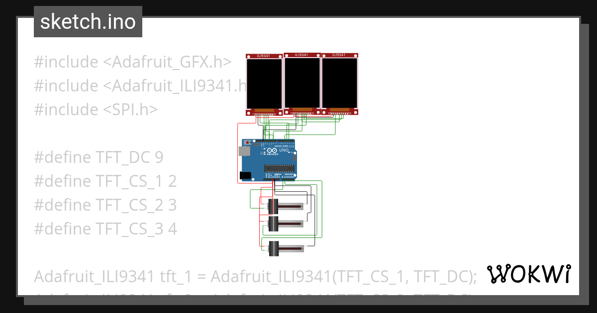 multiple display test - Wokwi ESP32, STM32, Arduino Simulator