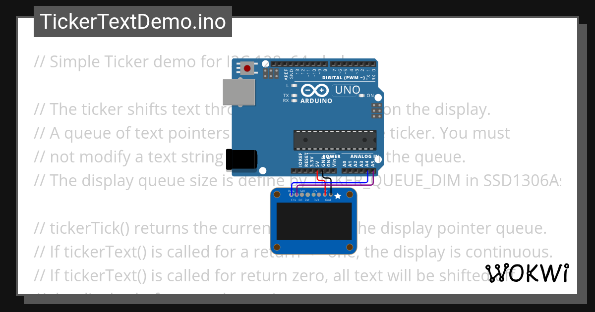 TickerTextDemo.ino - Wokwi ESP32, STM32, Arduino Simulator