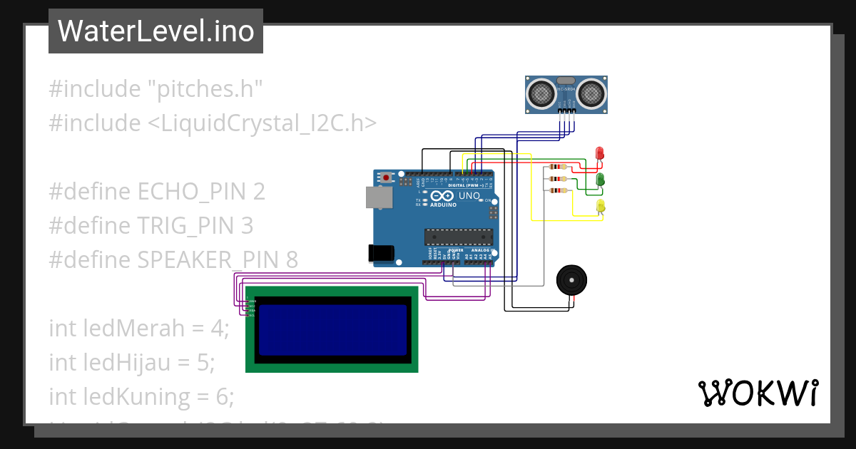 WaterLevel.ino - Wokwi ESP32, STM32, Arduino Simulator