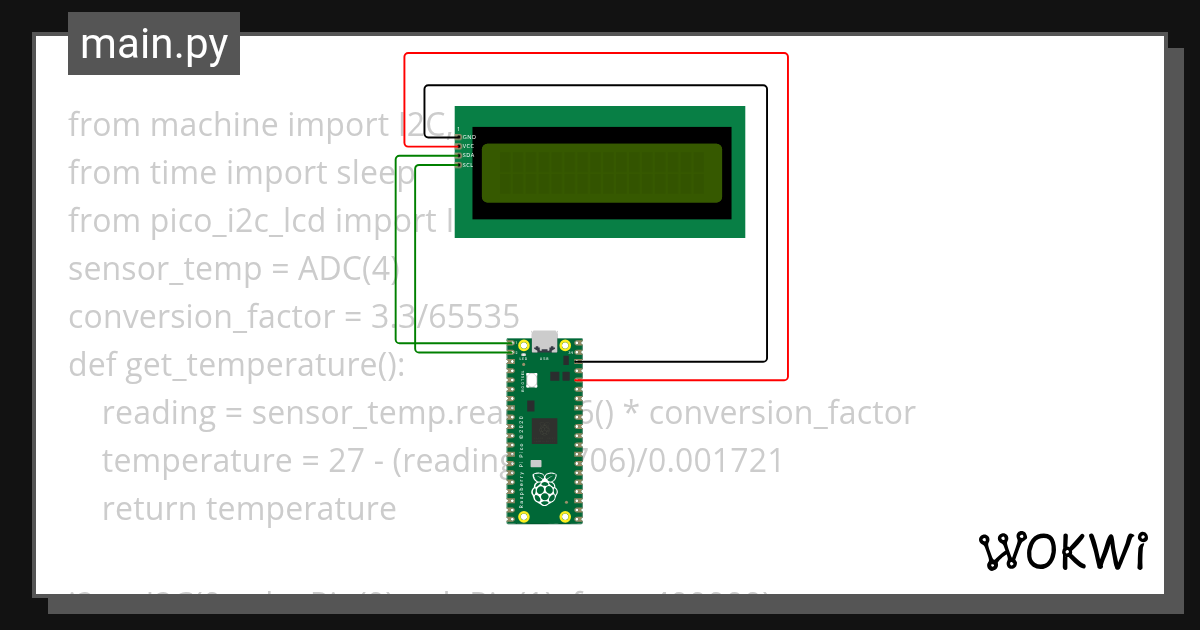 LCD16×2(I2C) - Wokwi ESP32, STM32, Arduino Simulator