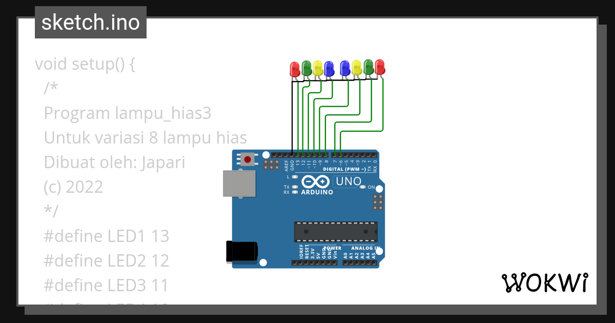 Lampu Hias.ino - Wokwi ESP32, STM32, Arduino Simulator