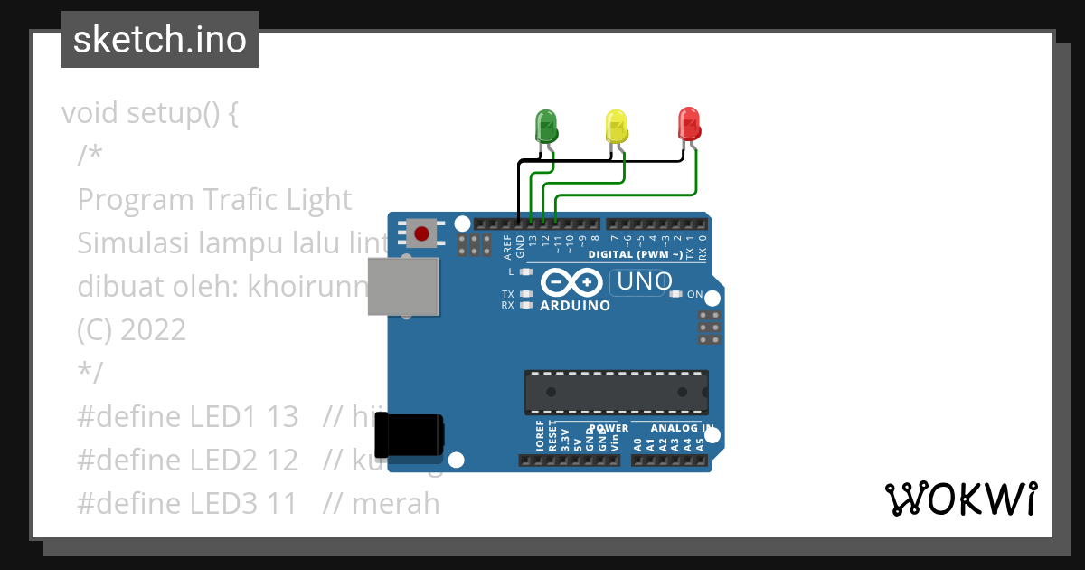 lampu lalu lintas -khoirunnisa - Wokwi ESP32, STM32, Arduino Simulator