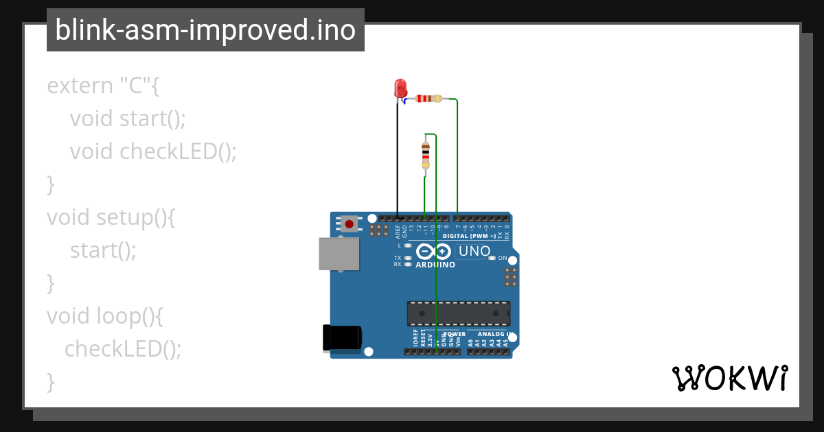 blink-asm-improved.ino - Wokwi ESP32, STM32, Arduino Simulator blink-asm-improved.ino - Wokwi ESP32, STM32, Arduino Simulator