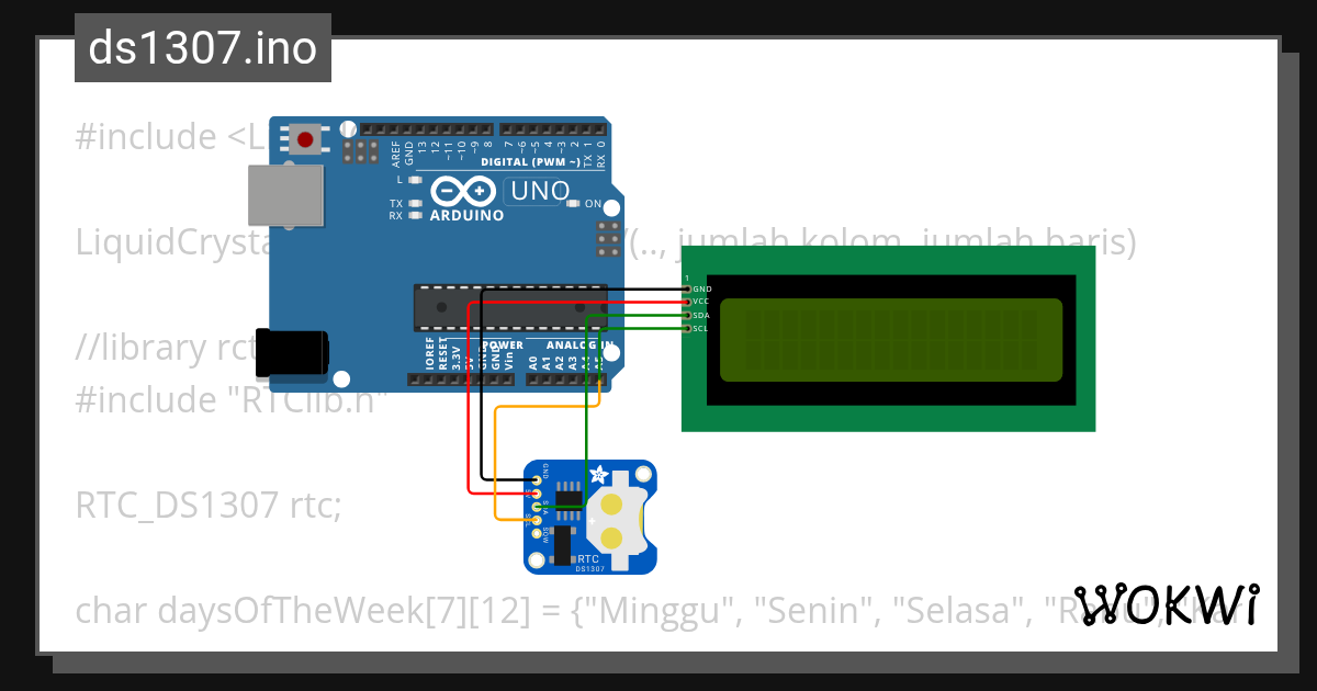 ds1307.ino - Wokwi ESP32, STM32, Arduino Simulator