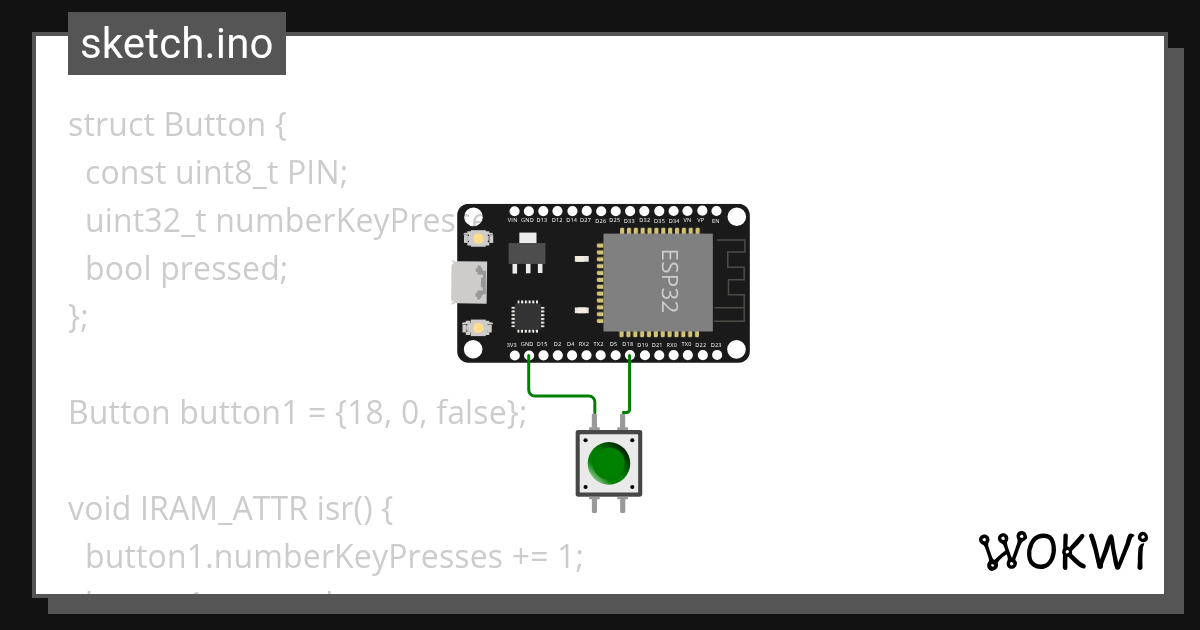 Interruppt Push Button Wokwi Esp32 Stm32 Arduino Simulator 9513