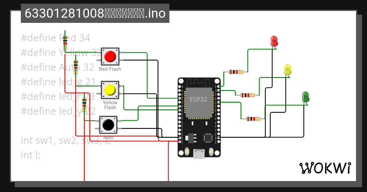 63301281008ไฟจราจรino Wokwi Esp32 Stm32 Arduino Simulator 0914