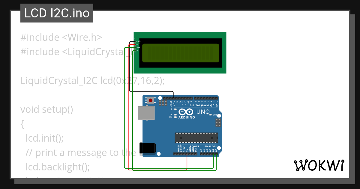 LCD I2C.ino - Wokwi ESP32, STM32, Arduino Simulator