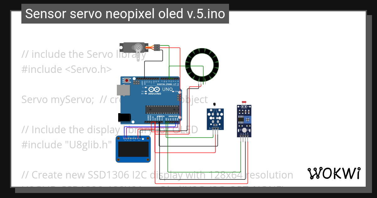Sensor servo neopixel oled v.5.ino - Wokwi Arduino and ESP32 Simulator