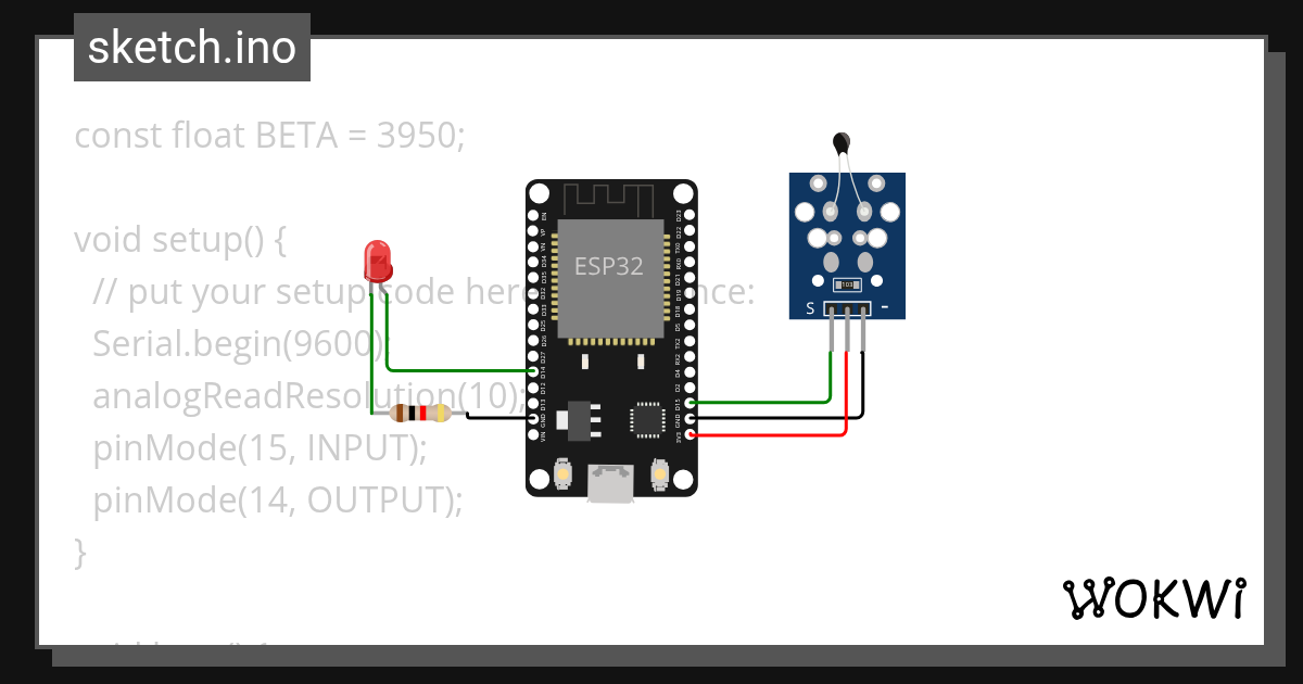 Sensor Suhu (NTC) - Wokwi ESP32, STM32, Arduino Simulator