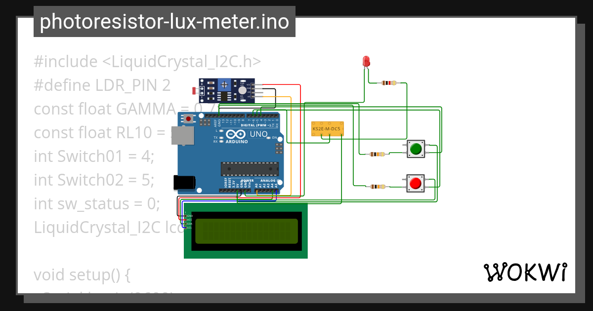 photoresistor-lux-meter.ino - Wokwi ESP32, STM32, Arduino Simulator