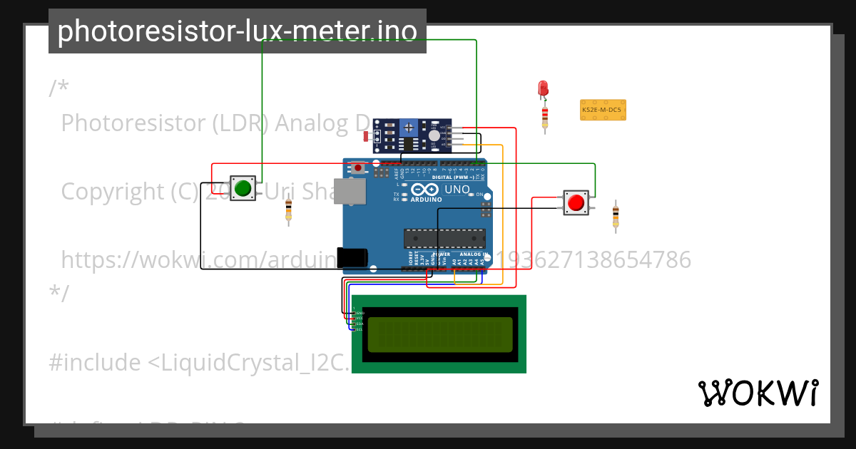 photoresistor-lux-meter.ino - Wokwi ESP32, STM32, Arduino Simulator