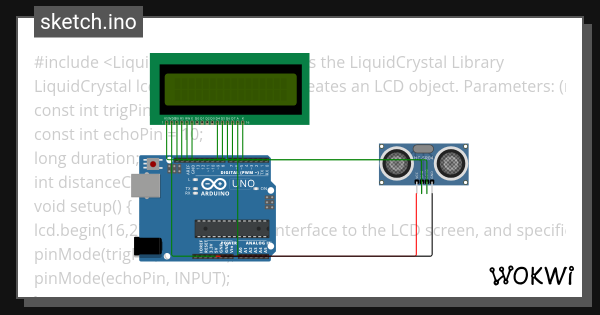 ultrasonic distance measurements - Wokwi ESP32, STM32, Arduino Simulator