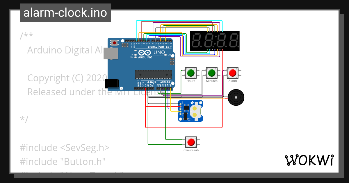 alarm-clock.ino - Wokwi ESP32, STM32, Arduino Simulator