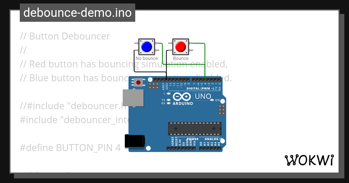 debounce-demo.ino - Wokwi ESP32, STM32, Arduino Simulator