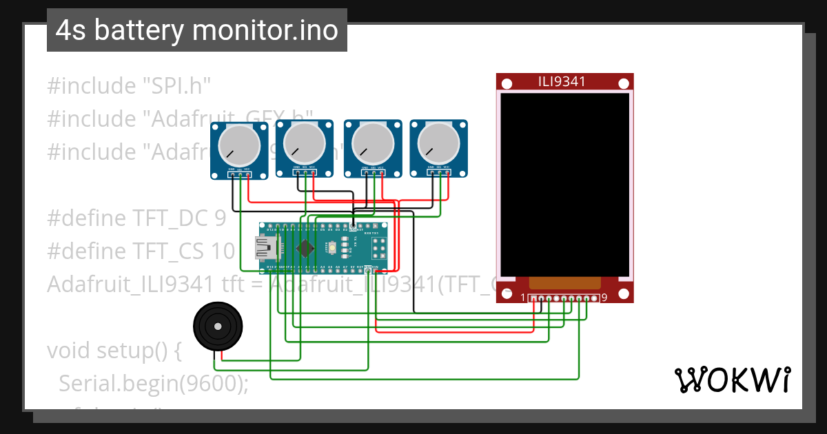 4s battery monitor.ino - Wokwi ESP32, STM32, Arduino Simulator
