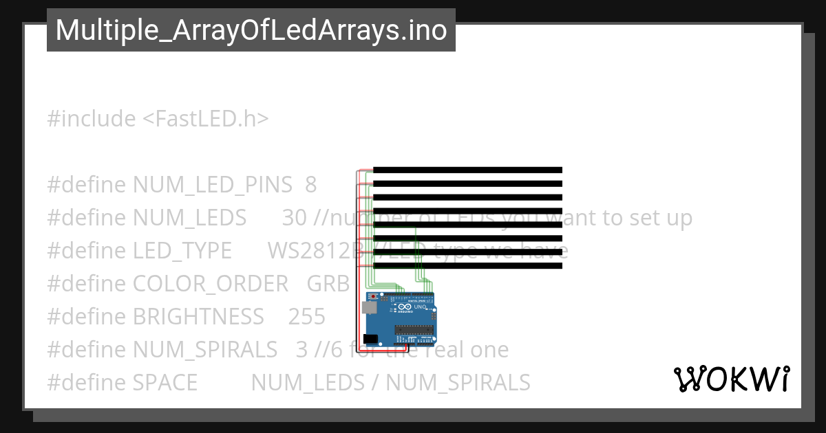 Multiple_ArrayOfLedArrays.ino - Wokwi ESP32, STM32, Arduino Simulator