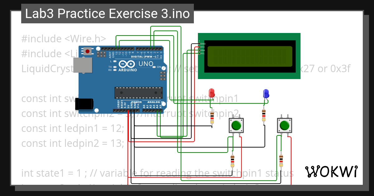 Lab3 Practice Exercise 3.ino - Wokwi ESP32, STM32, Arduino Simulator