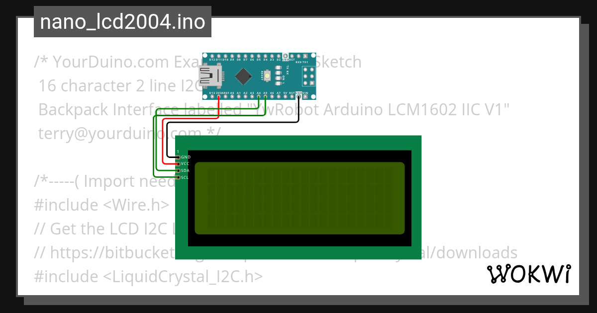 nano_lcd2004.ino - Wokwi ESP32, STM32, Arduino Simulator nano_lcd2004.ino - Wokwi ESP32, STM32, Arduino Simulator