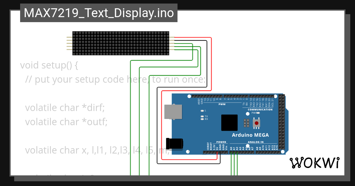 MAX7219_Text_Display.ino - Wokwi ESP32, STM32, Arduino Simulator