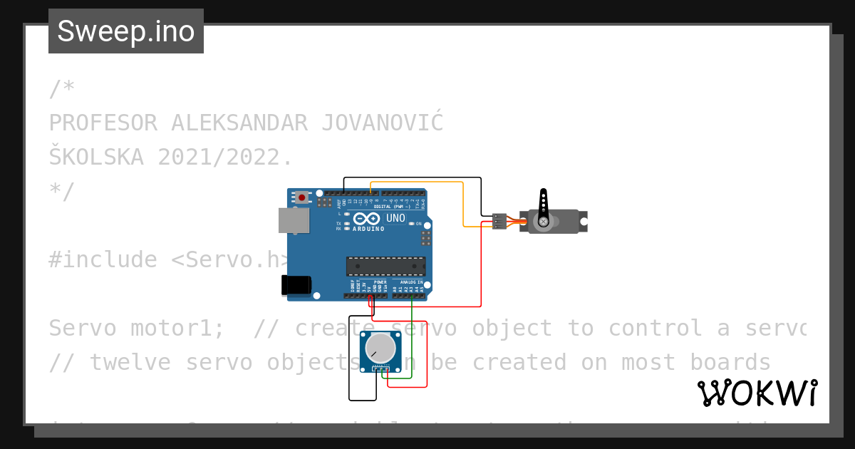 Potenciometar I Servo Motor Wokwi Esp32 Stm32 Arduino Simulator 1999